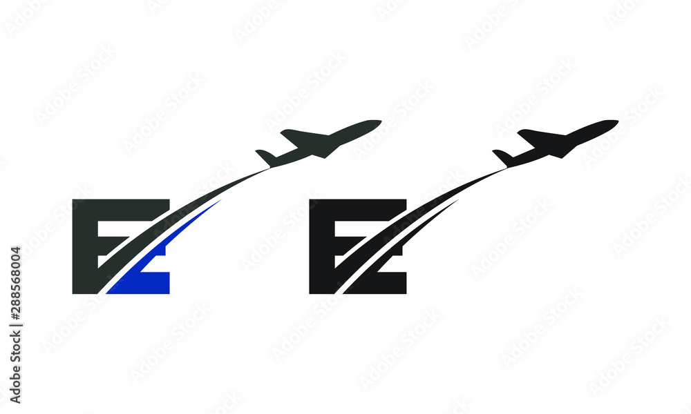 E Letter with Aviation Logo Design Stock Vector | Adobe Stock