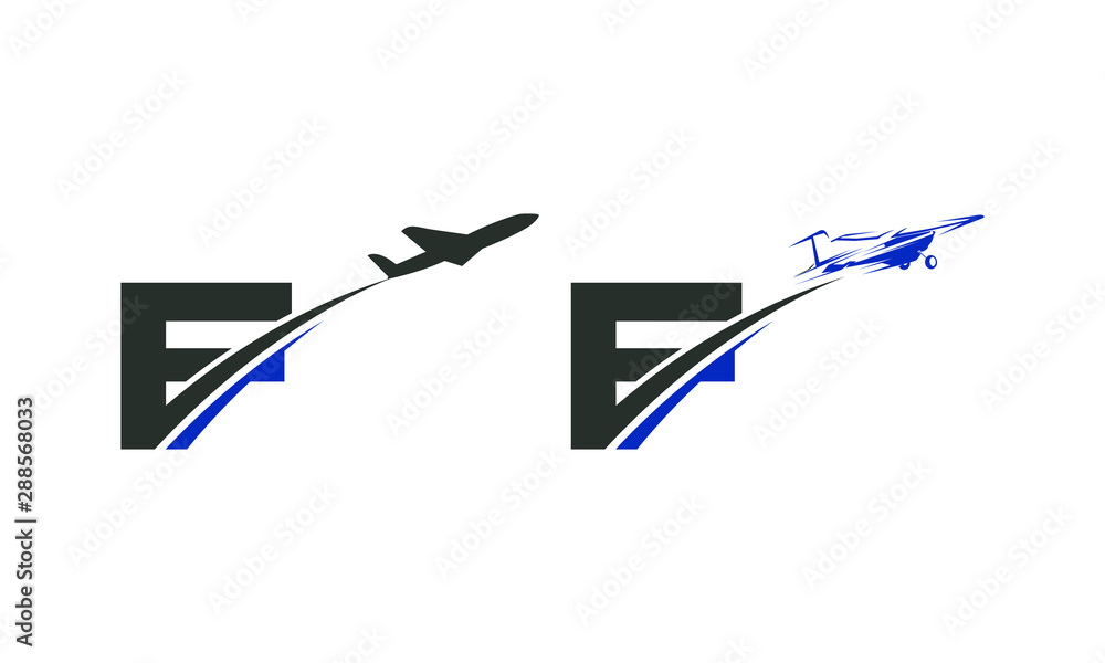 F Letter with Aviation Logo Design Stock Vector | Adobe Stock