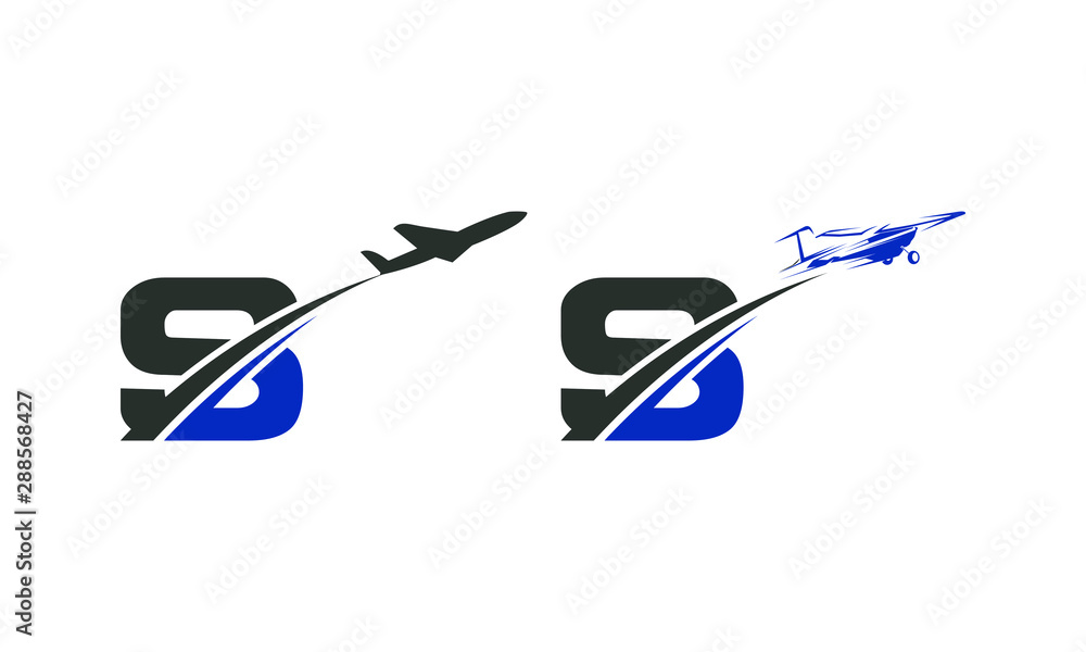 S Letter with Aviation Logo Design Stock Vector | Adobe Stock