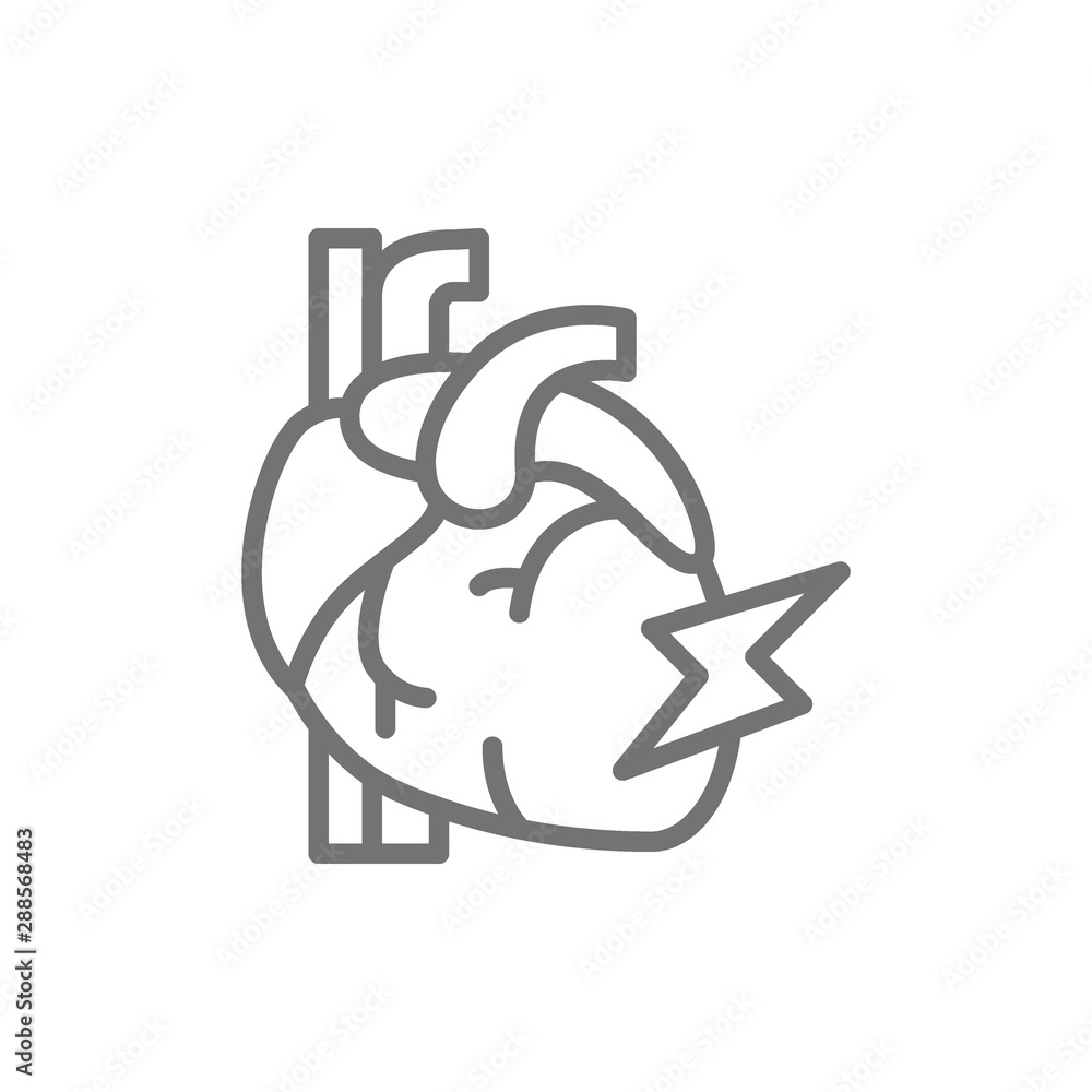 Vector heart attack, myocardial infarction line icon. Stock Vector ...