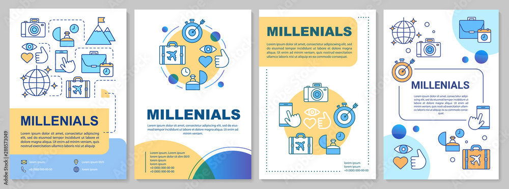 Millennials brochure template. Age group. Core values. Flyer, booklet ...