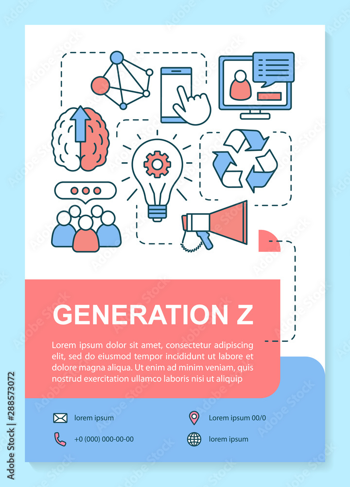 Generation Z poster template layout. Modern gen goals and digital ...