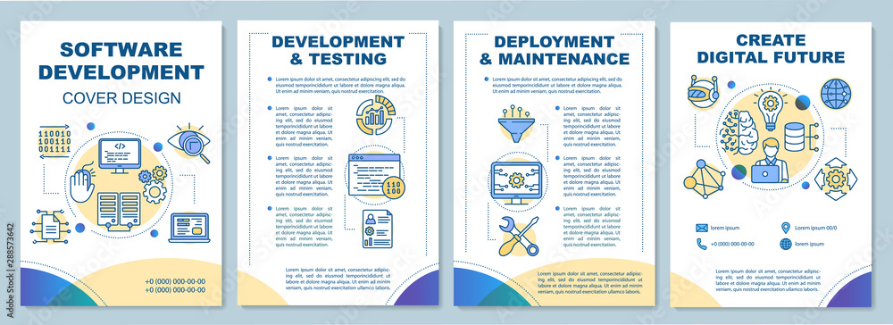 Software development brochure template. Testing, maintenance. Flyer ...