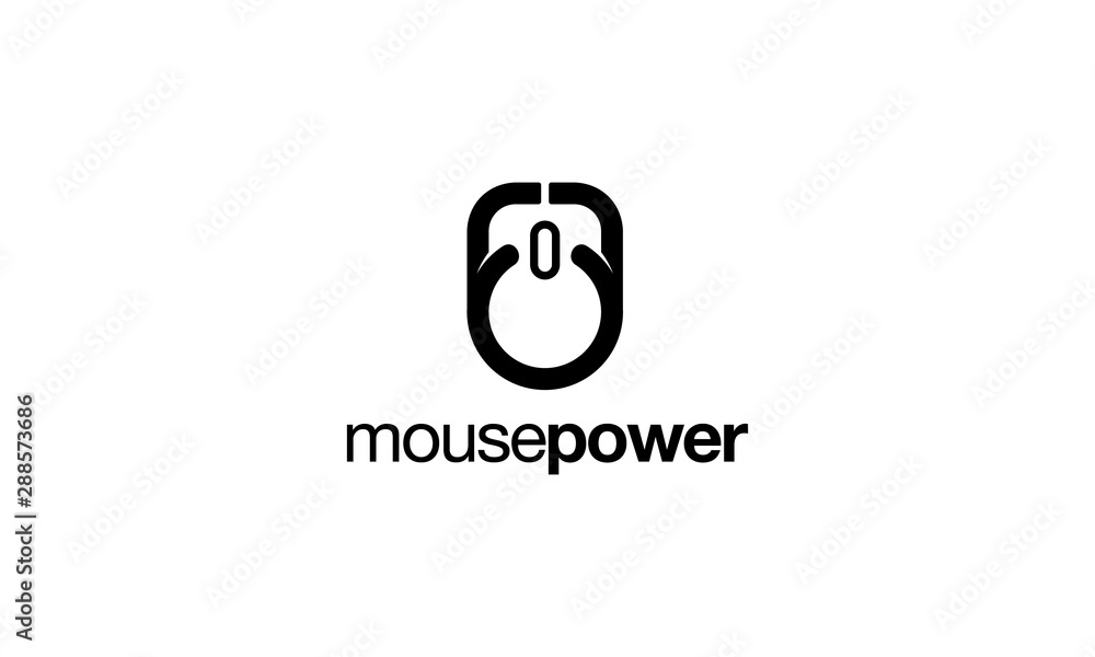 mouse computer with power button logo design concept Stock Vector ...