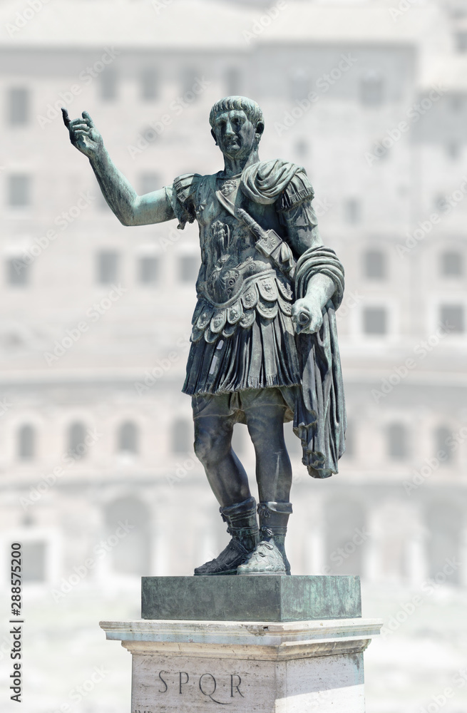 Statue of emperor Trajan in Rome, Italy Stock-Foto | Adobe Stock