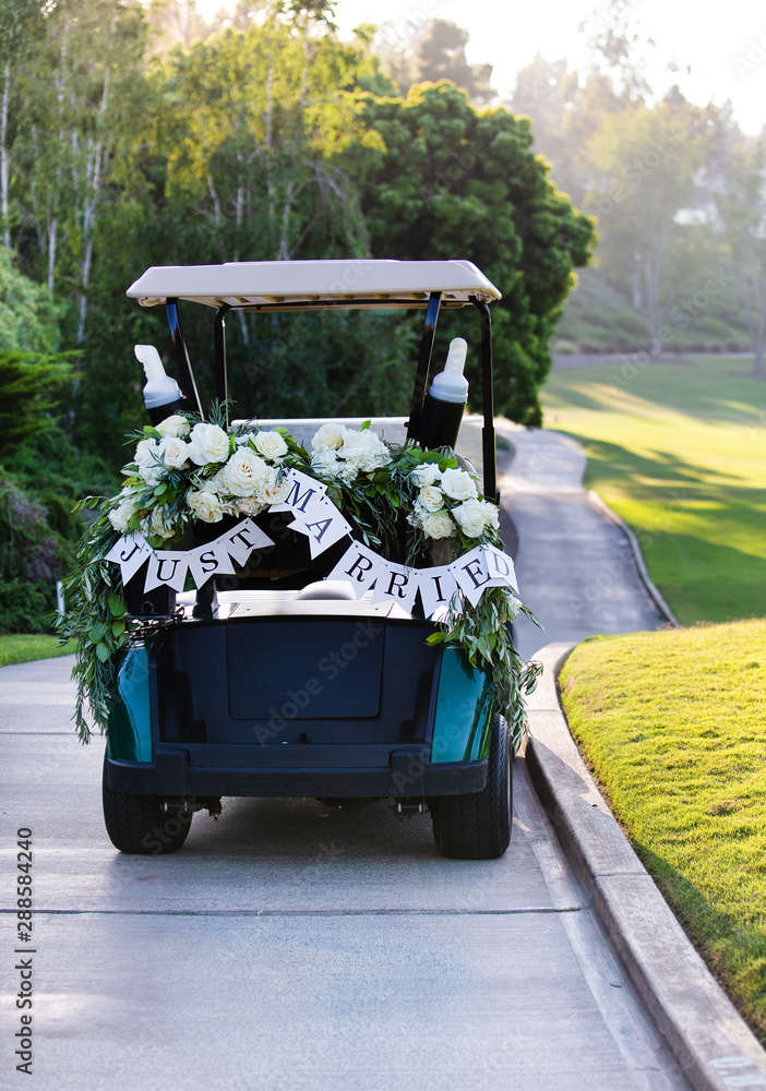 wedding golf cart Stock Photo | Adobe Stock