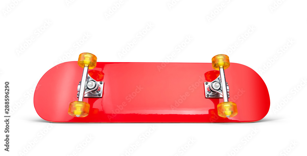 Red skateboard deck, isolated on white background. File contains a path ...