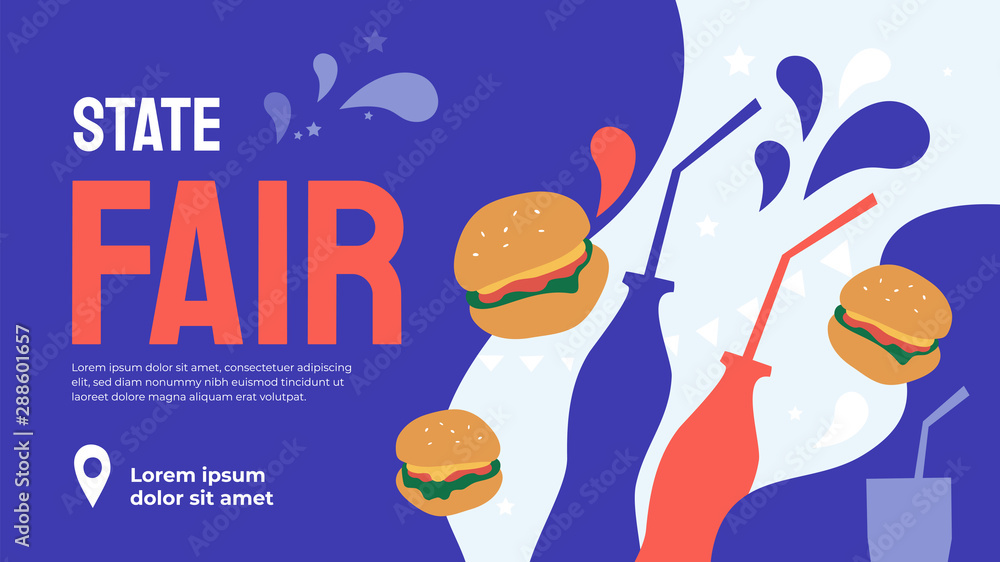 Event poster with food for State Fair or Street food festival. Vector ...