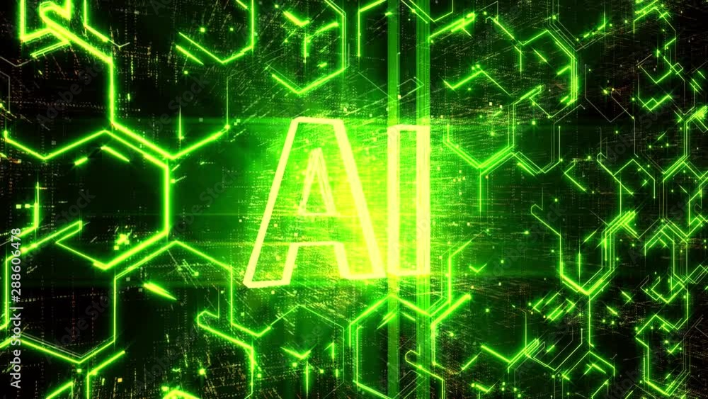 4k AI word Artificial Intelligence Brain circuit tag cloud,binary computer code.The Matrix ...
