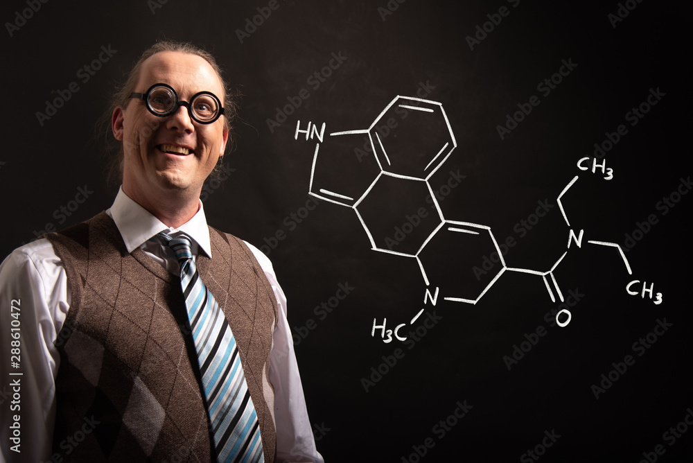 Professor presenting handdrawn chemical formula of LSD Stock Photo ...