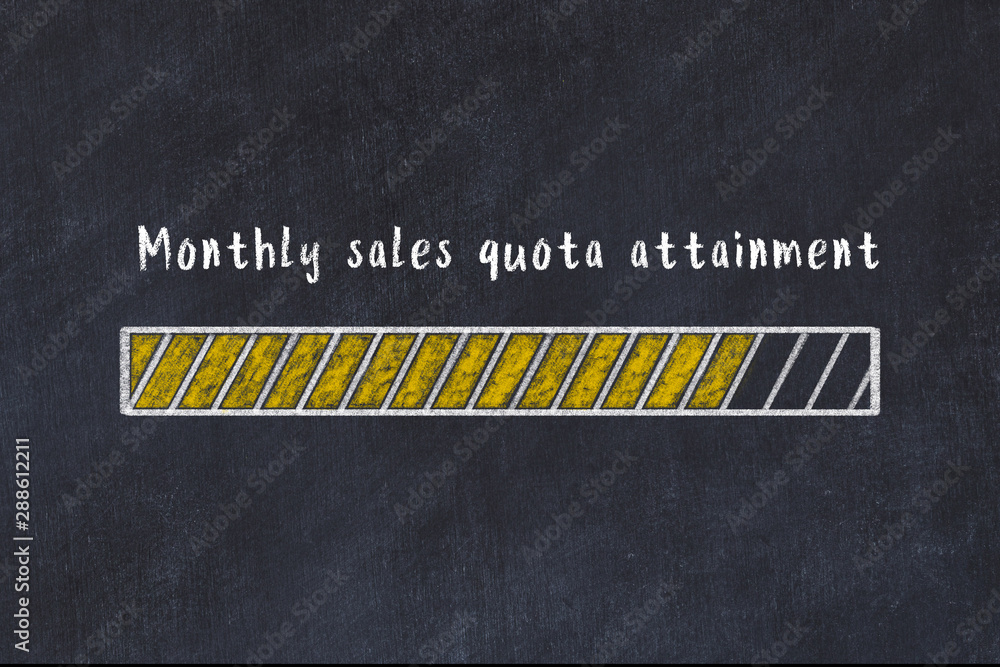 Chalk drawing of loading progress bar with inscription monthly sales ...