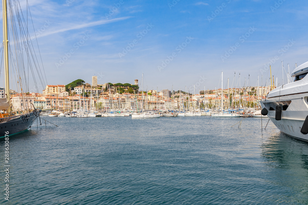 Panorama of Cannes, Cote d'Azur, France, South Europe. Nice city and ...