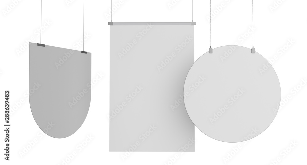 Set Of Various Shapes White Banners. 3D rendering Stock Illustration ...