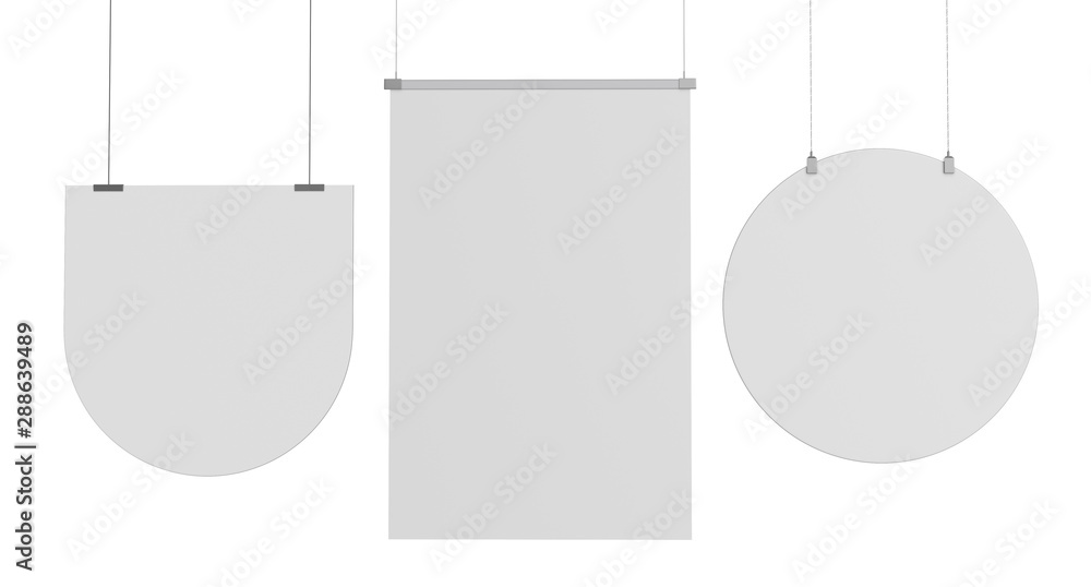 Set Of Various Shapes White Banners. 3D rendering Stock Illustration ...