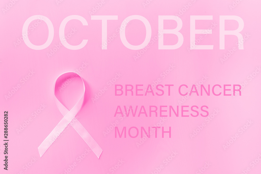 Sweet pink ribbon shape on pink background for Breast Cancer Awareness ...