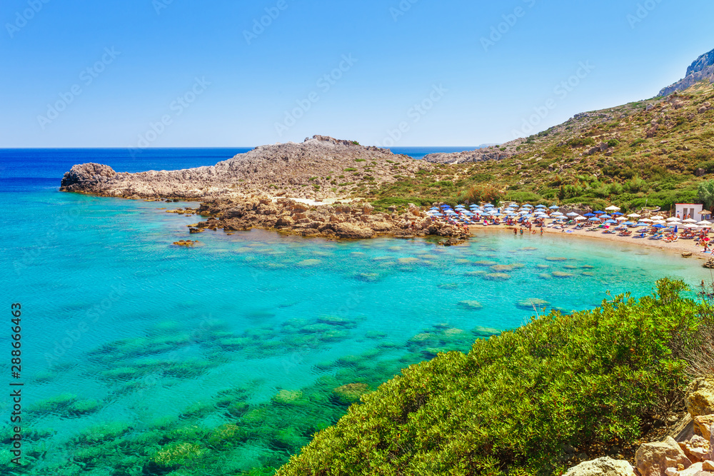 Sea skyview landscape photo Ladiko bay near Anthony Quinn bay on Rhodes ...