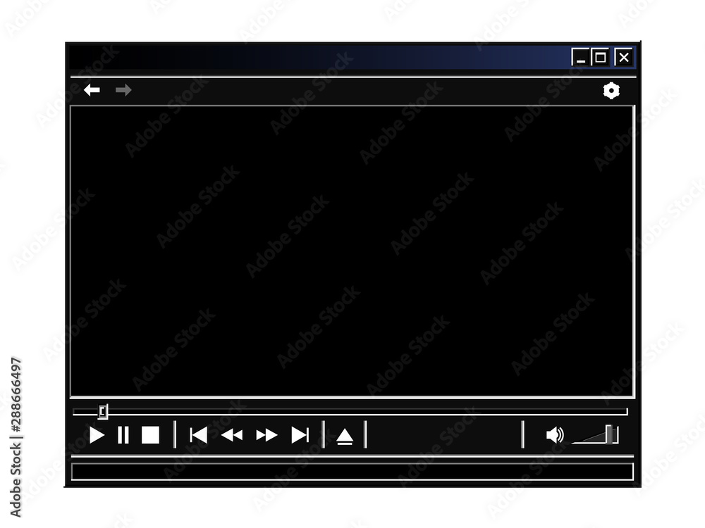 Retro video player interface in modern dark mode theme Stock Vector ...