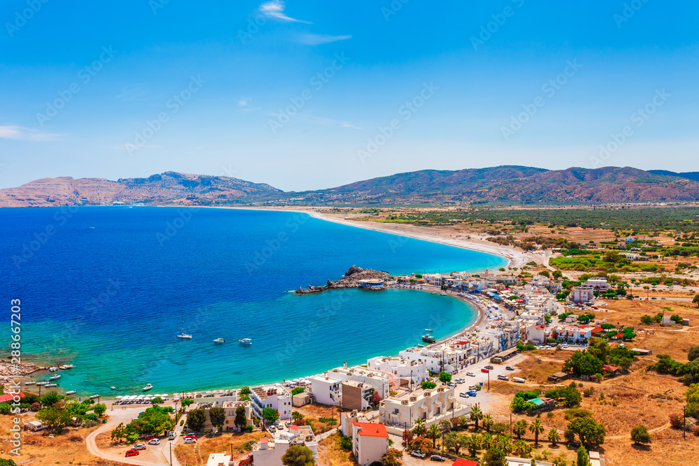 Sea skyview landscape photo from Feraklos castle on Haraki town near ...