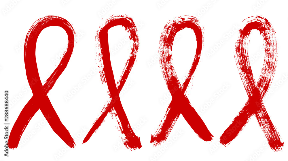 AIDS Day symbol. AIDS red ribbons vector illustration. Grunge design ...