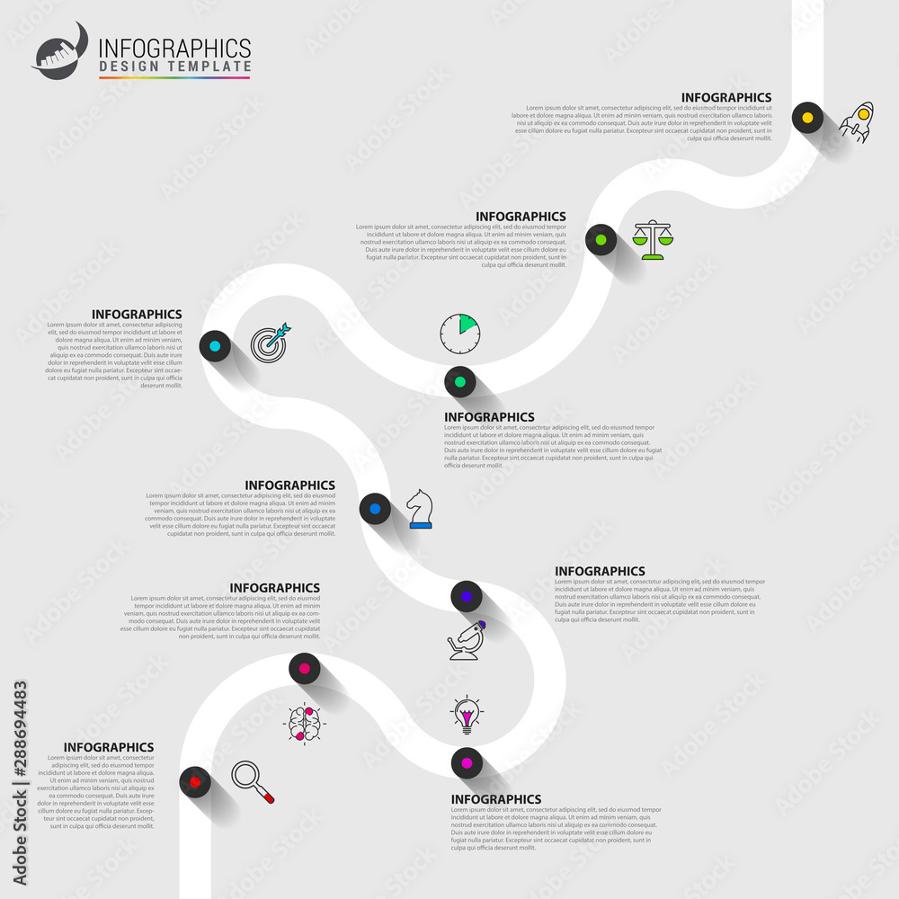 Infographic design template. Timeline concept with 9 steps Stock Vector ...