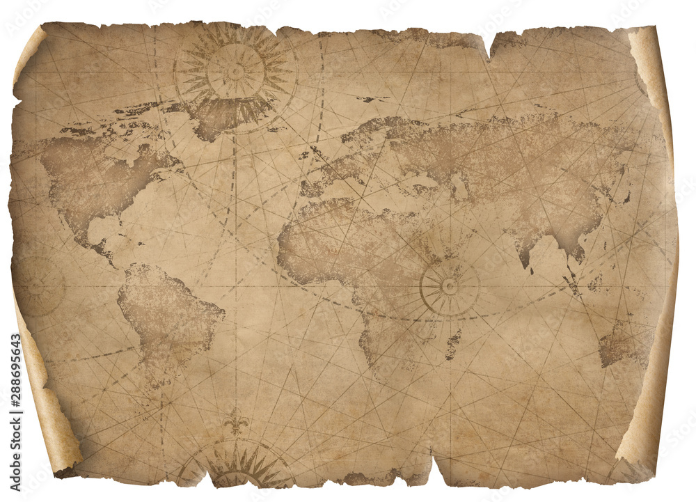 Old world map illustration isolated on white. Based on image furnished ...