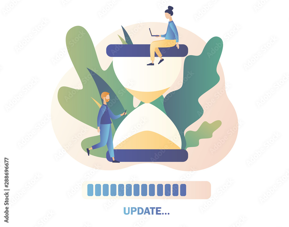 System update concept. Modern flat cartoon style. Vector illustration ...