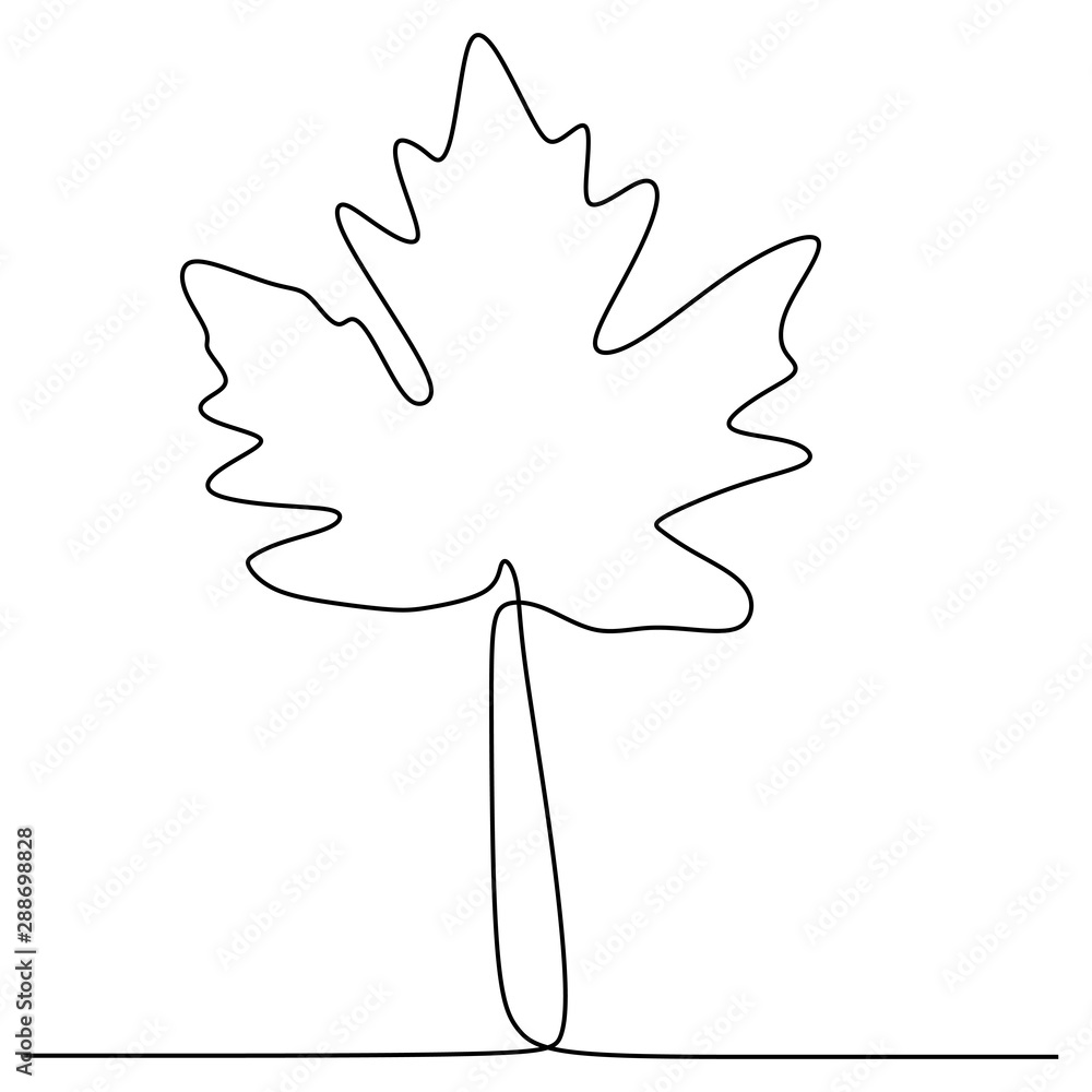 Maple leaf continuous one line drawing minimalism design Stock Vector ...