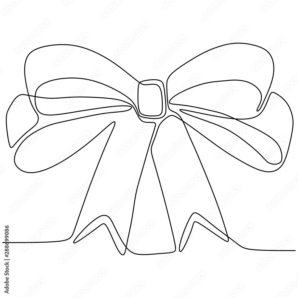 one line drawing of ribbon minimalism drawing vector illustration Stock ...