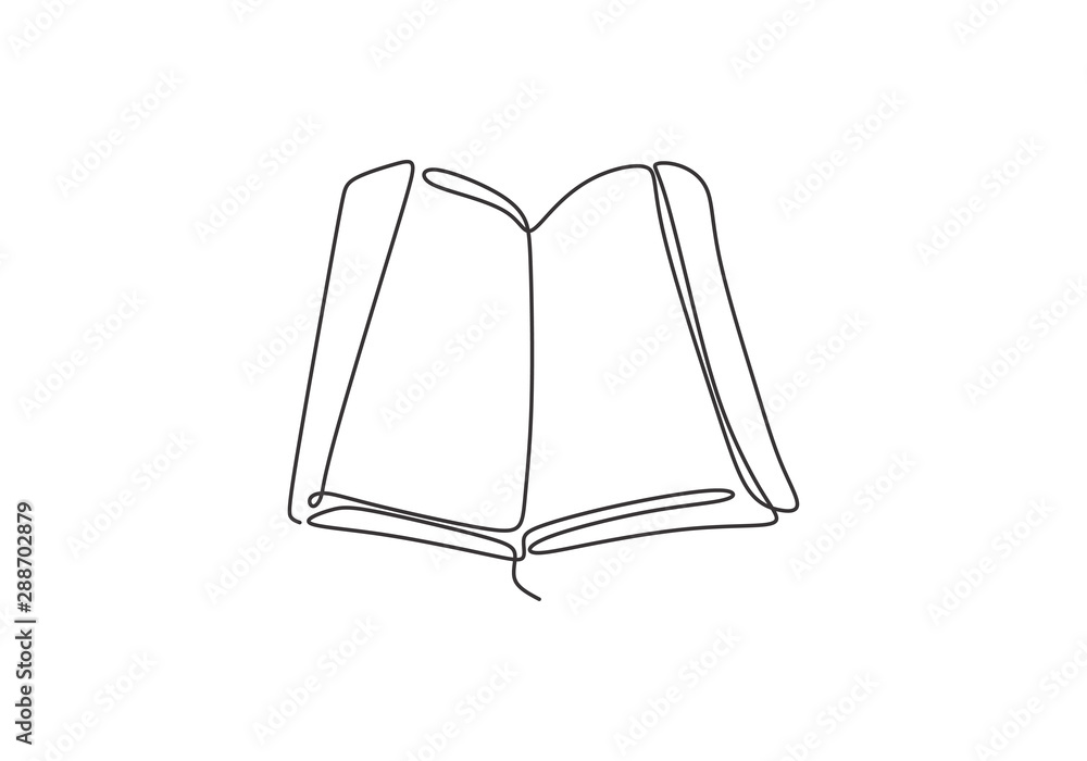 continuous line drawing of book vector illustration study supply theme ...