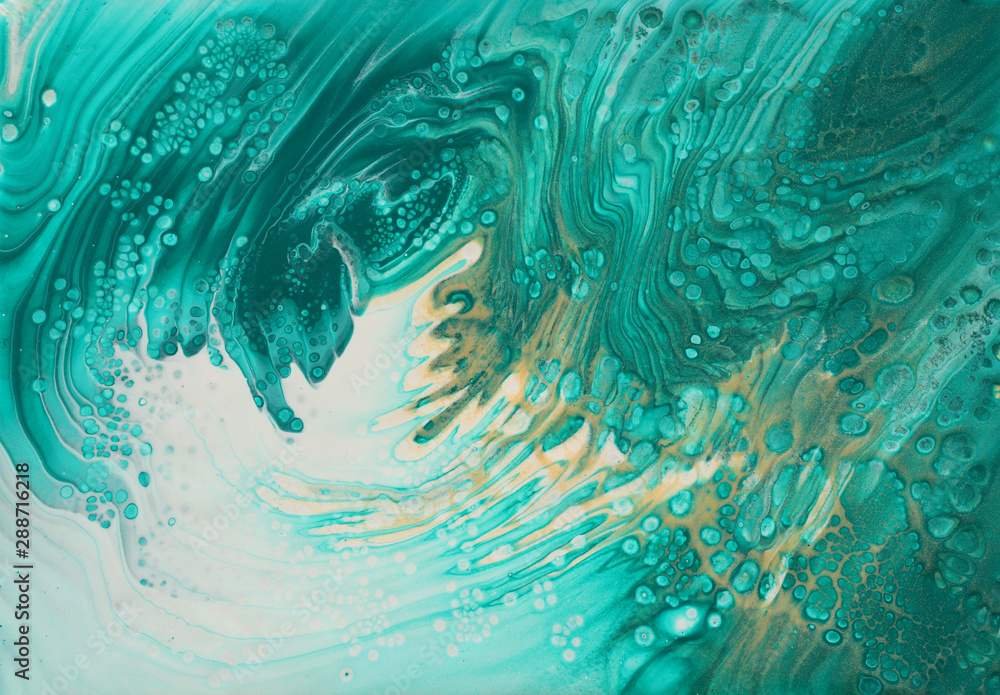 art photography of abstract marbleized effect background. turquoise ...