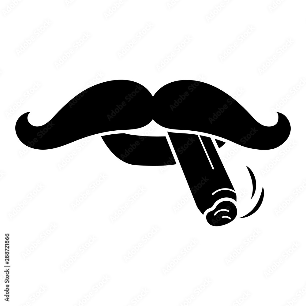 Cigar in mouth mustache icon. Simple illustration of cigar in mouth ...