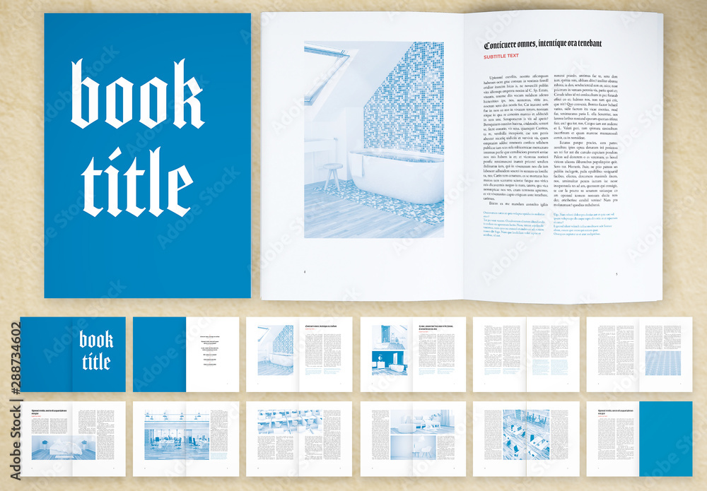 Blue Book Layout with Gothic Accents Stock Template | Adobe Stock