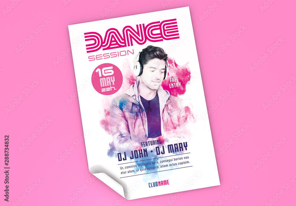 Poster Layout with Pink Typographic Elements Stock Template | Adobe Stock