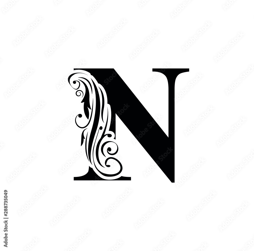 letter N. Black flower alphabet. Beautiful capital letters. Stock ... letter N. Black flower alphabet. Beautiful capital letters. Stock ...