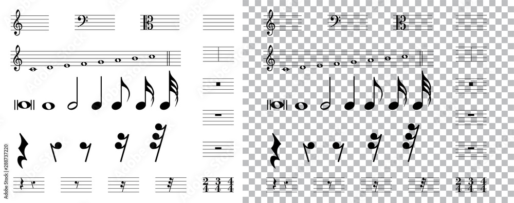 musical symbols , Elements of musical symbols, icons and annotations ...