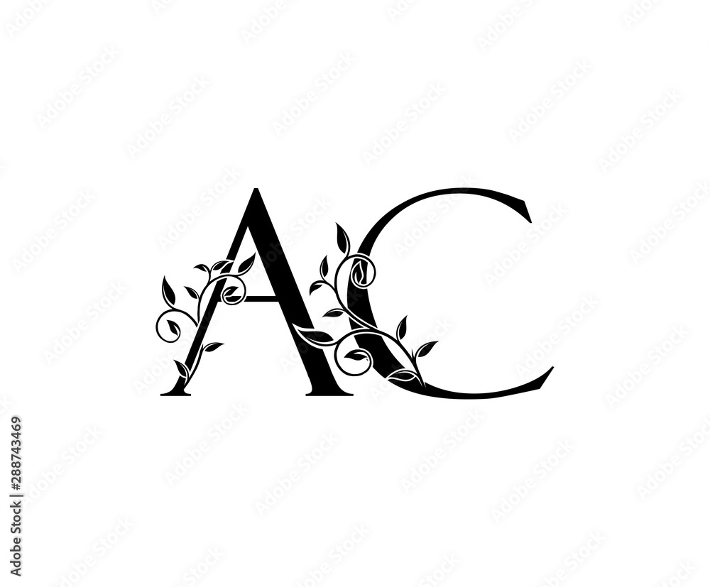 Initial letter A and C, AC, vintage Logo Icon, classy black letter ...
