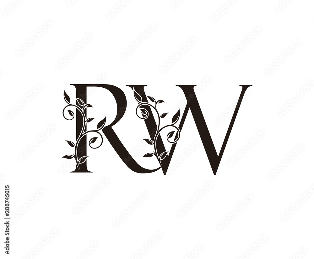 Initial letter R and W, RW, vintage Logo Icon, classy black letter ...