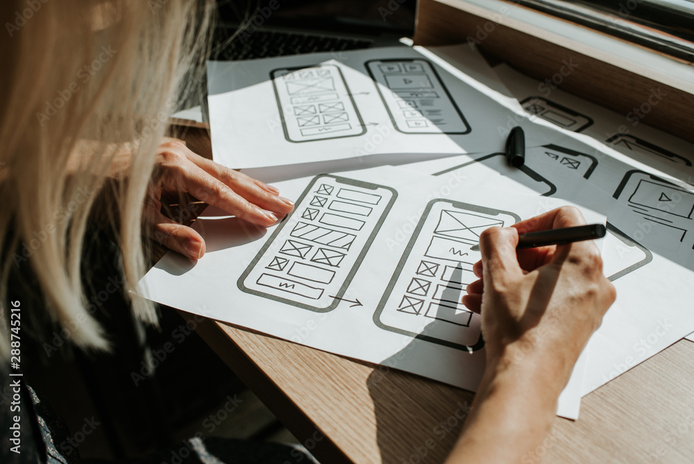 UX mobile application wireframe. Sketch, prototype, framework, layout ...
