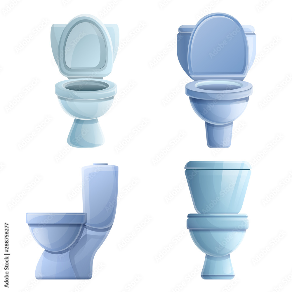 Toilet icons set. Cartoon set of toilet vector icons for web design ...