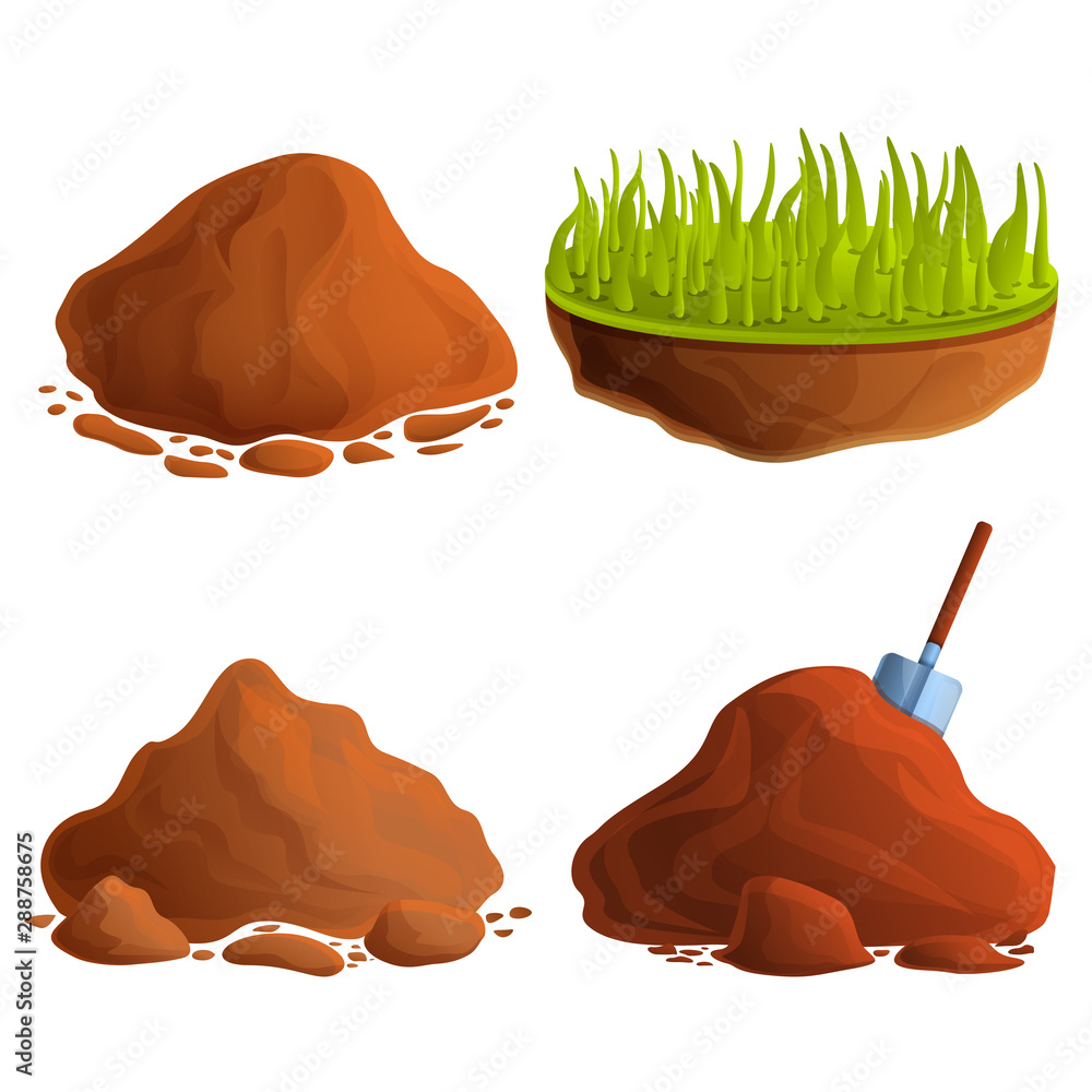 Soil icons set. Cartoon set of soil vector icons for web design Stock ...