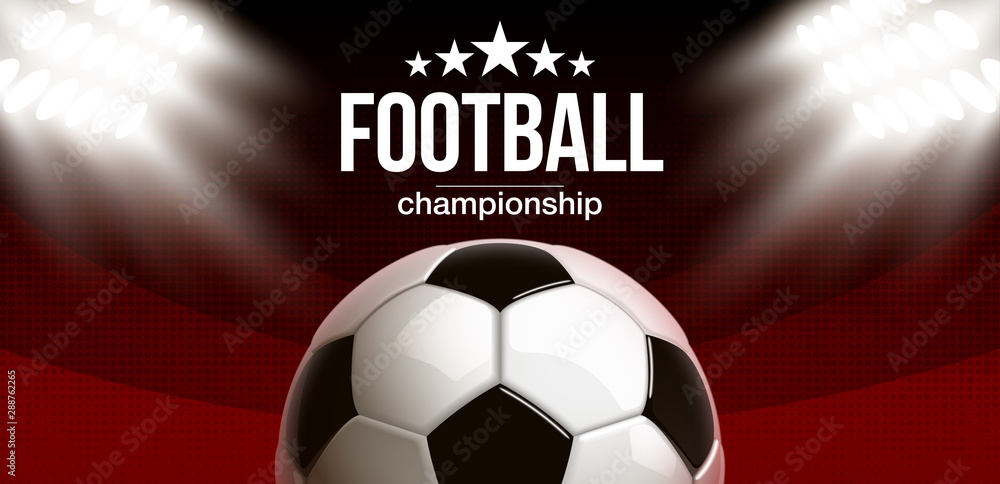 football modern sports poster cup design banner with 3d realistic shiny ...