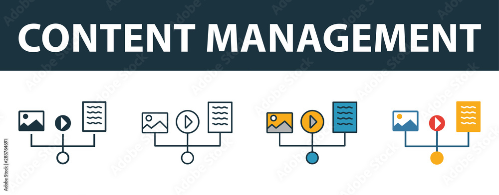 Content Management icon set. Four elements in diferent styles from ...