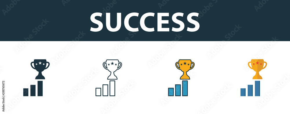 Success icon set. Four elements in diferent styles from project ...