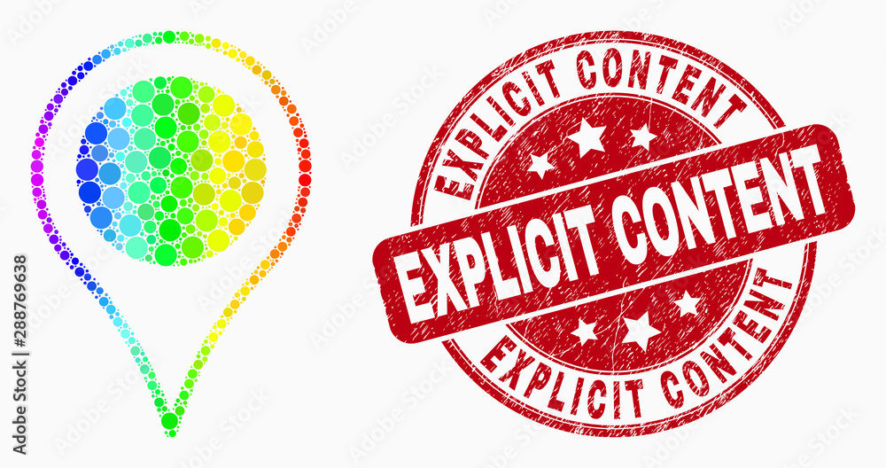 Dotted bright spectral map pointer mosaic icon and Explicit Content ...