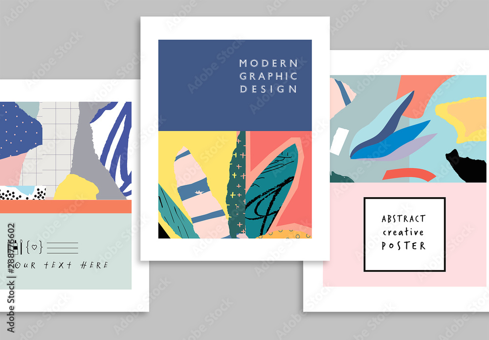 Creative Abstract Posters Layout Set Stock Template | Adobe Stock