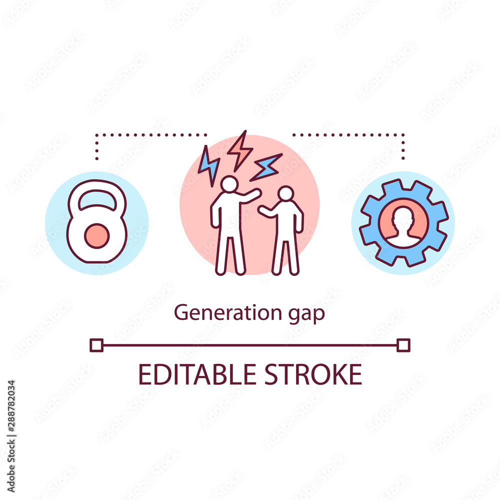 Generation gap concept icon. Conflict management. Settlement of ...