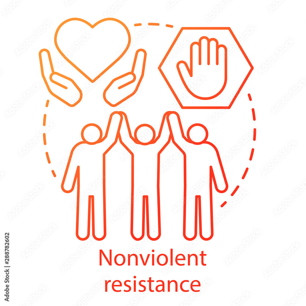 Nonviolent resistance concept icon. Peaceful political protest, public ...