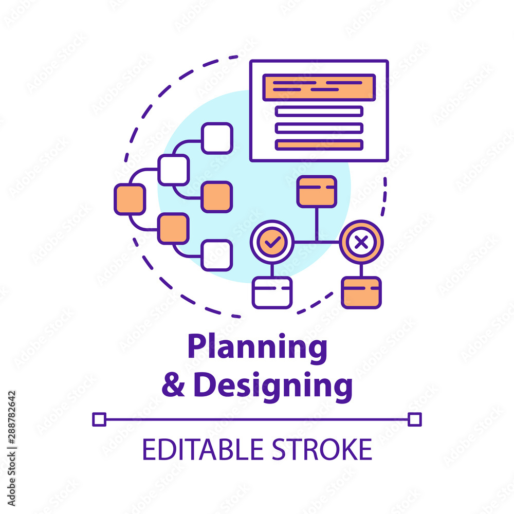 Planning and designing concept icon. System operation algorithm idea ...