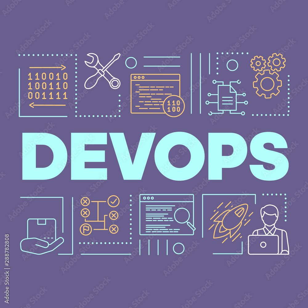 DevOps word concepts banner. Binary system. Presentation, website ...