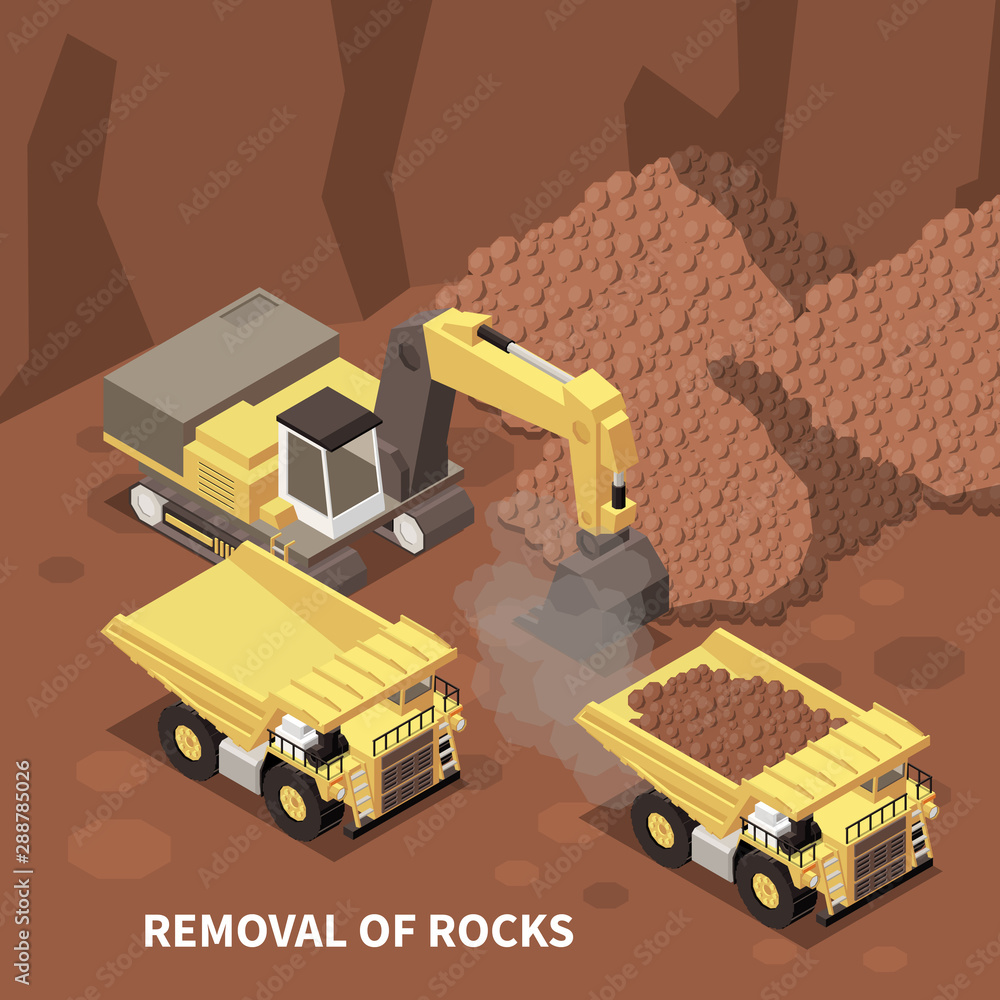 Mining Machinery Isometric Background Stock Vector | Adobe Stock